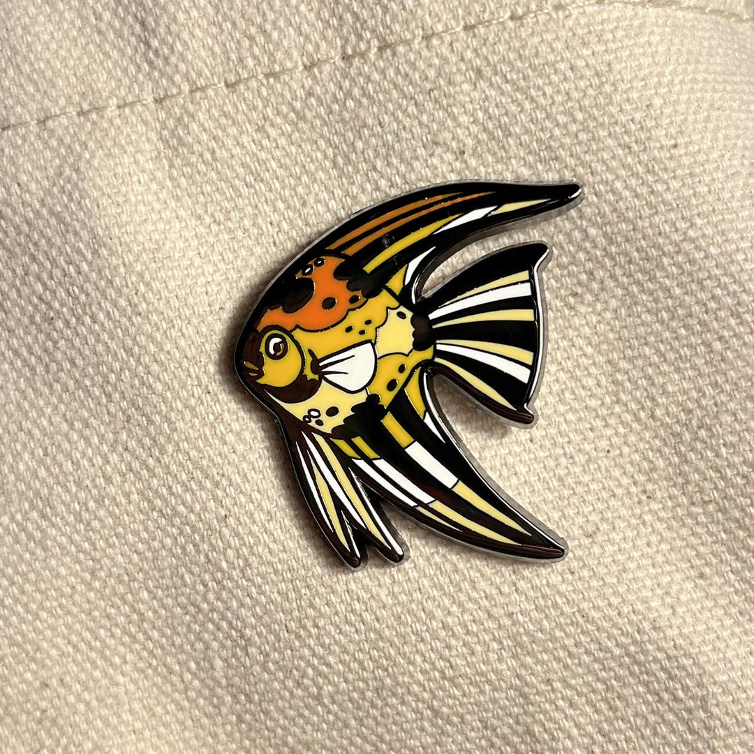 Koi Angelfish Hard Enamel Pin - Aquarium, Fish Collectors, Freshwater ...