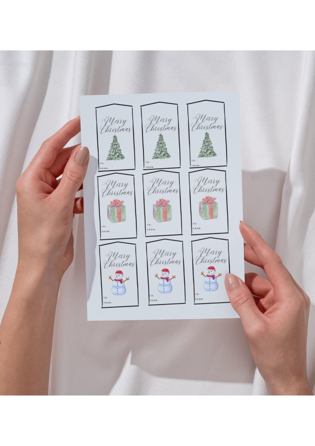 Watercolor Christmas Gift Tags | Printable at Home Xmas Labels (instant ...