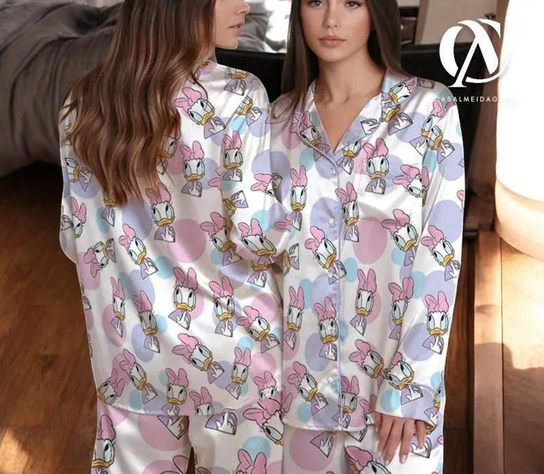 Cute Daisy Duck & Friends Satin Pajama Set, Matching Disney Pjs, Cozy ...