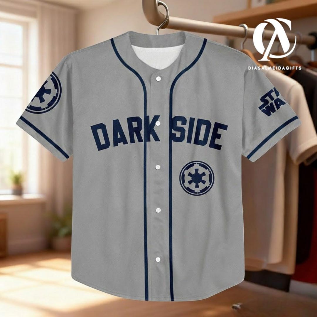 Personalized Dark Side Inspired Navy Grey Baseball Jersey, Custom Name ...