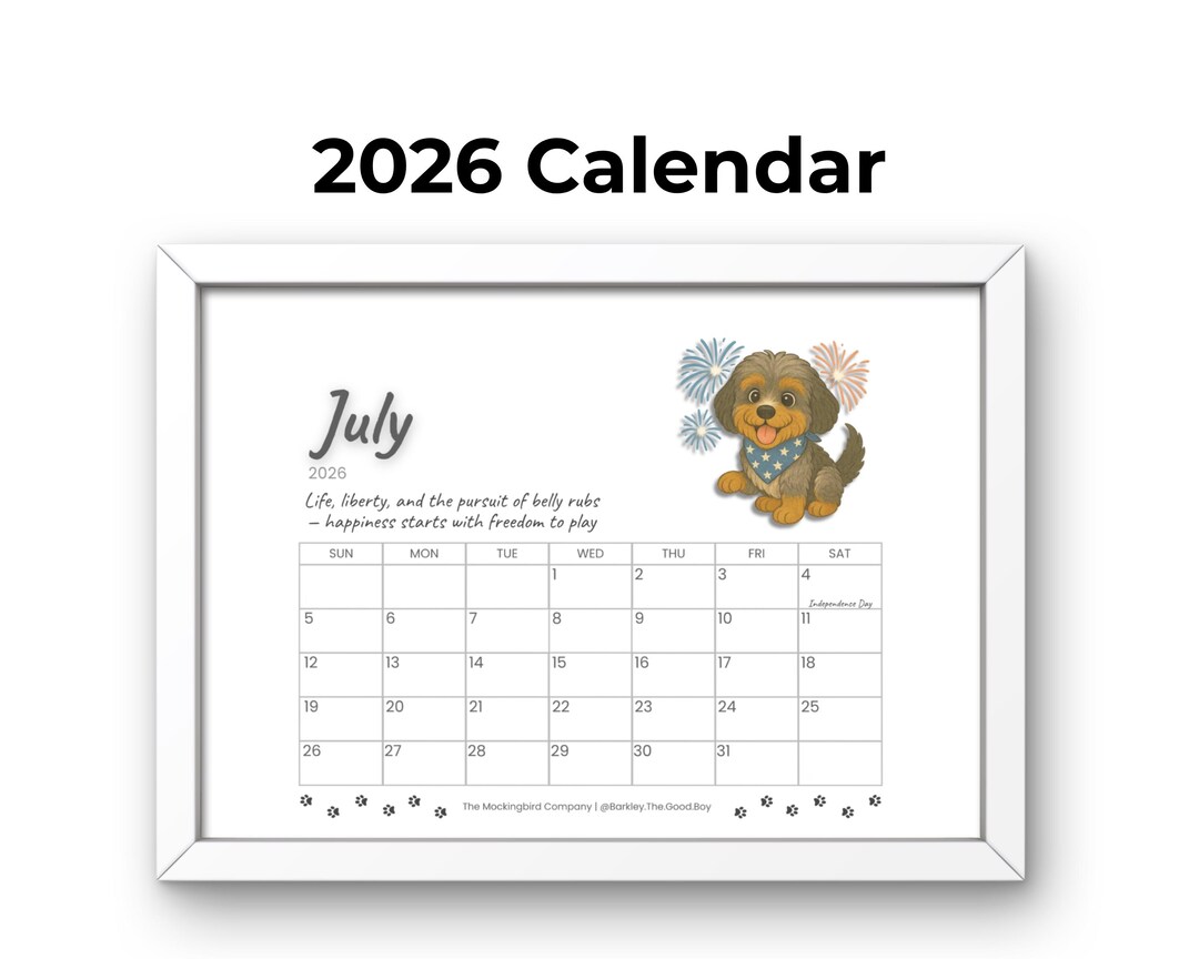 2026 Cavapoo Art Calendar: Barkley the Good Boy (printable PDF) - Etsy