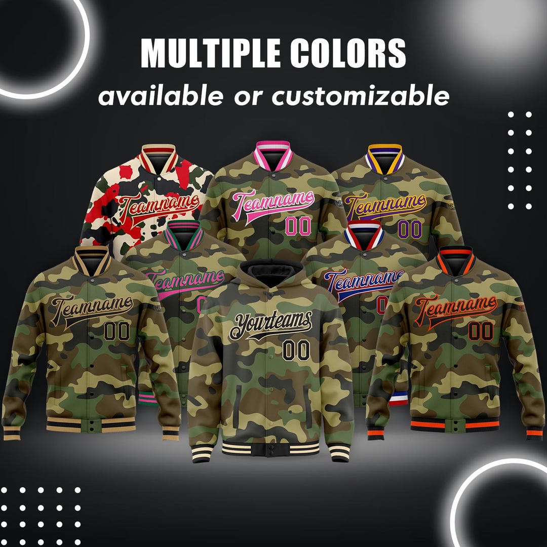 Custom Camo Varsity Jacket, Personalized Team Jackets, Logo, Name ...