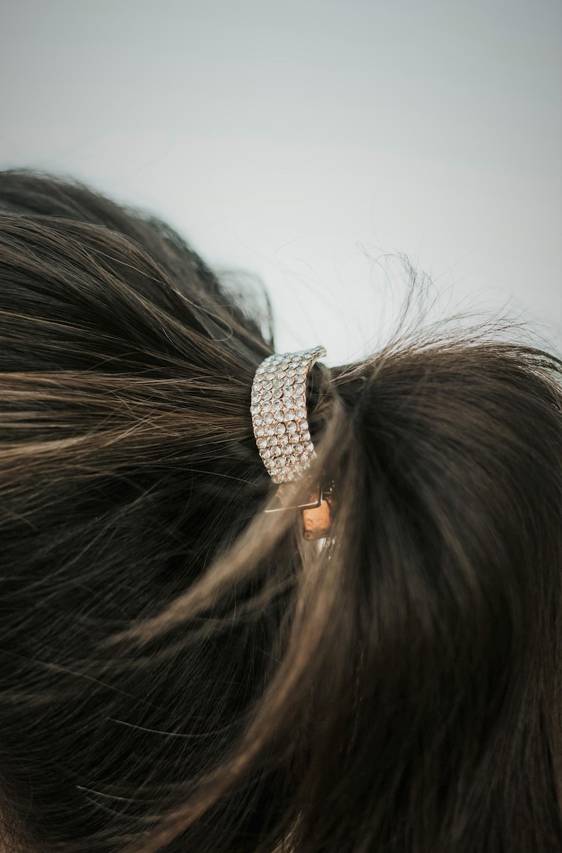 Elegant Rhinestone Ponytail Cuff Hair Ring for Special Event Everyday ...