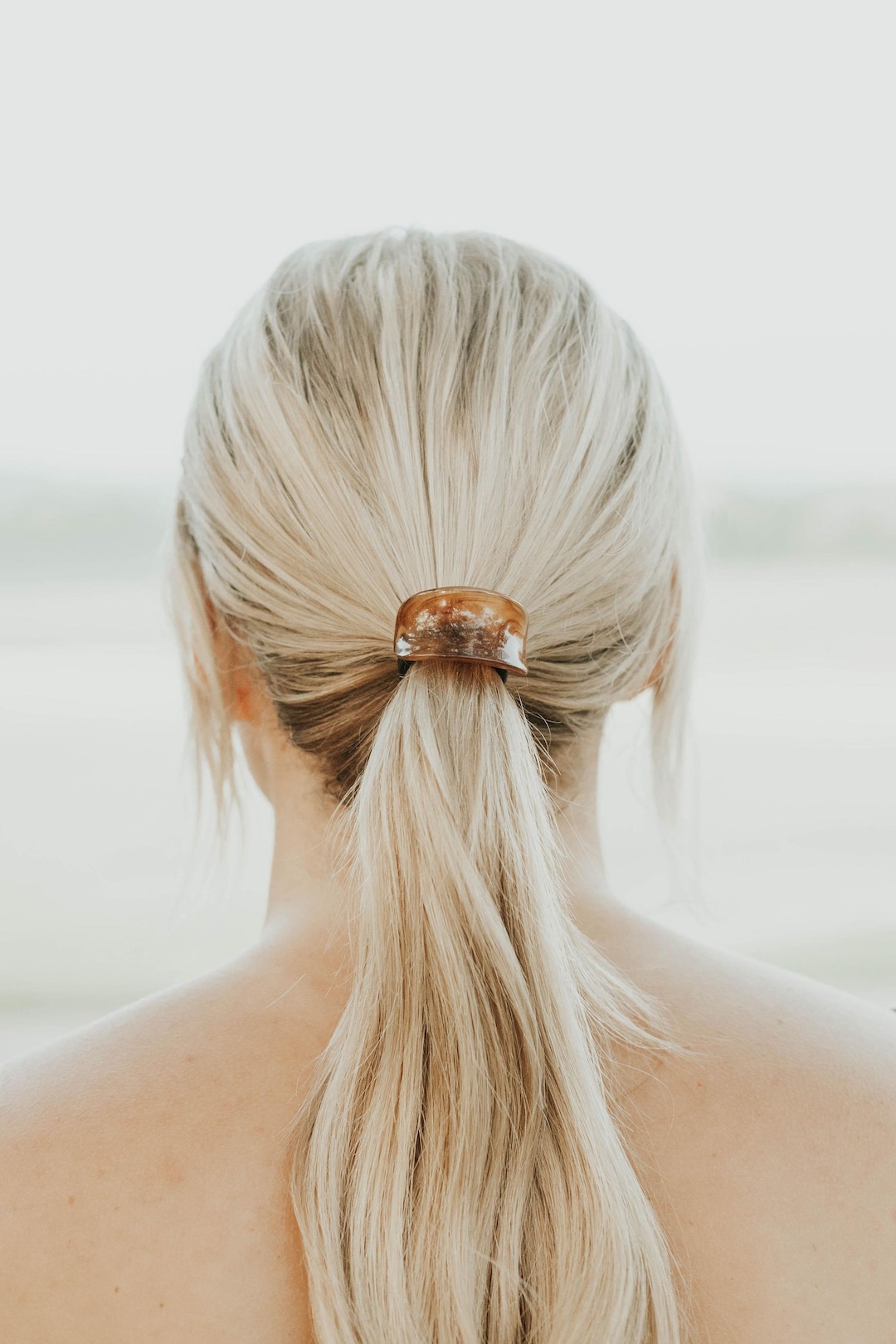 Tortoiseshell Resin Hair Tie | Minimalist Ponytail Cuff - Etsy