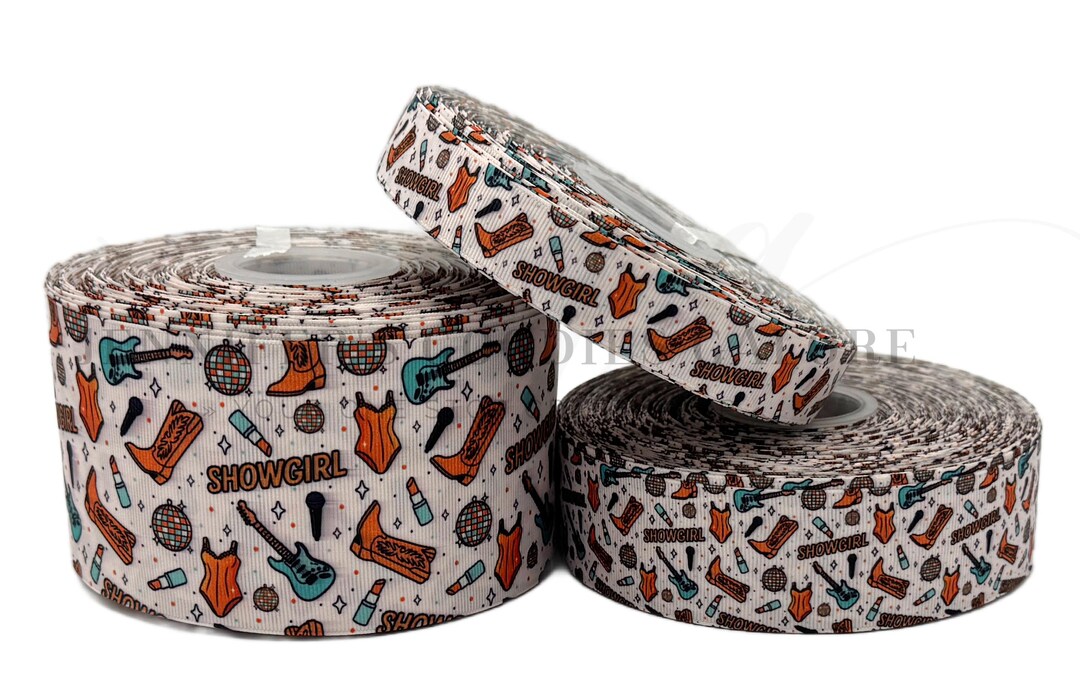 Showgirl Ribbon, Music Singer Ribbon, Orange Glitter Ribbon, Hair Bow ...