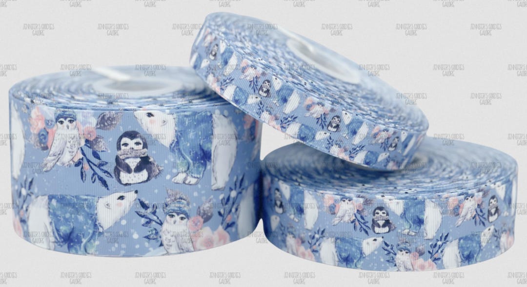 Winter Animal Ribbon, Polar Bears, Owl, Penguin Ribbon, Winter Ribbon ...