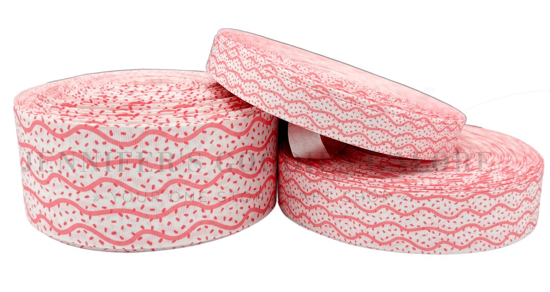 Valentines Ribbon, Pink Striped Ribbon, Cupcake Ribbon, Holiday Ribbon ...