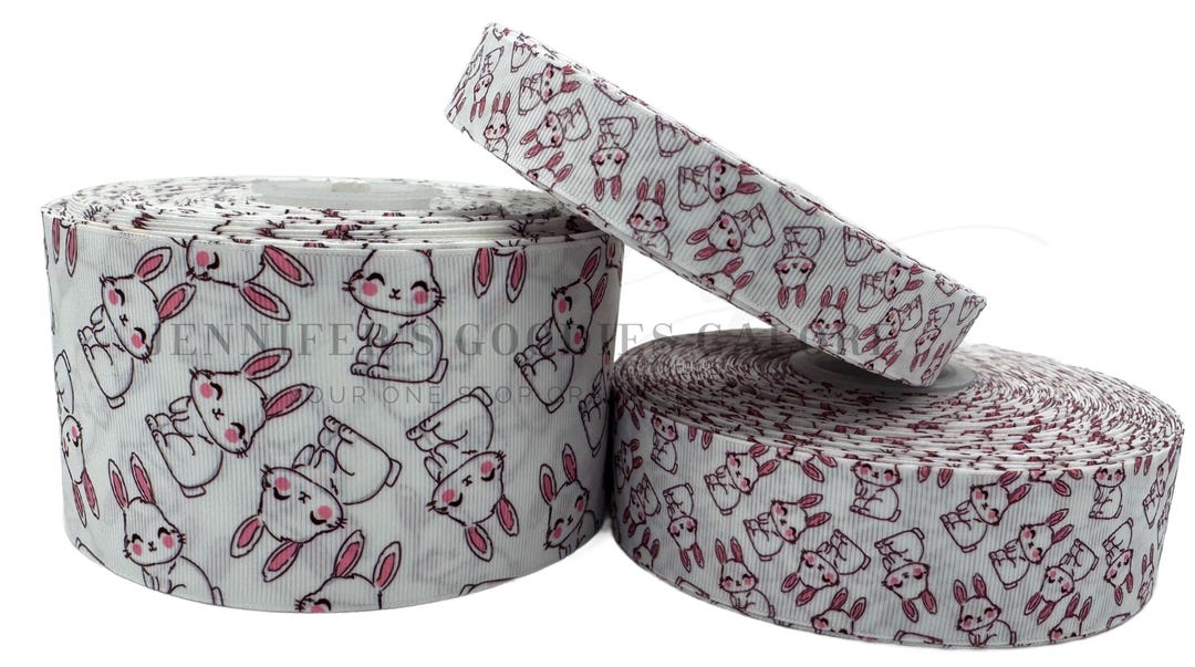Easter Ribbon, White Bunny Ribbon, Easter Rabbit Ribbon, Key FOB Ribbon ...