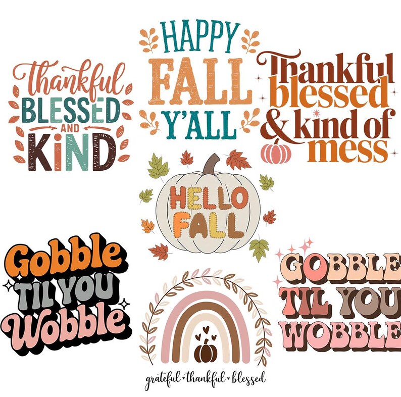 Thanksgiving PNG Bundle: Fall Turkey, Pumpkin Spice Designs - Etsy