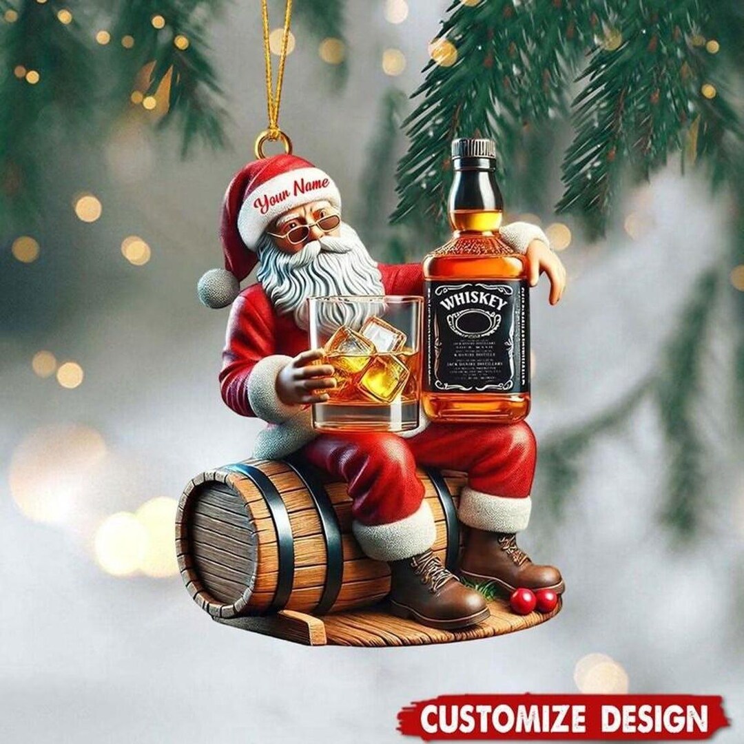 Personalized Santa Whiskey Christmas Ornament, Custom Name Whiskey ...