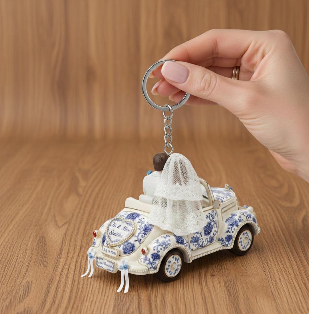 Personalized “just Married” Car Keychain – Custom Wedding Gift With ...
