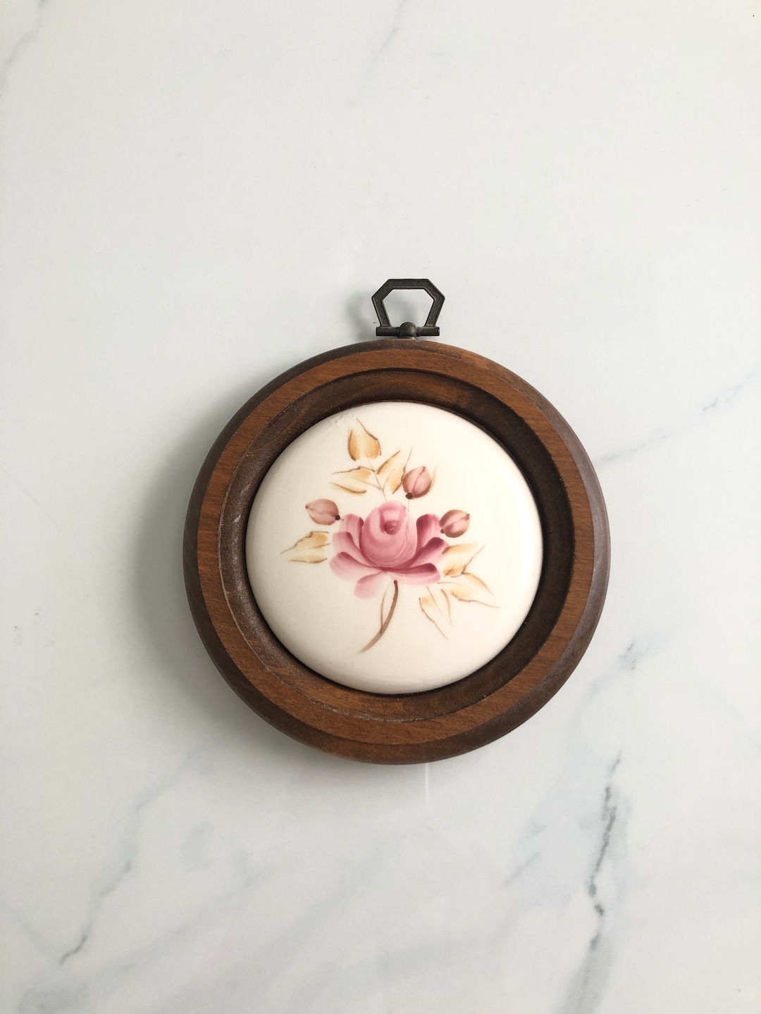 Vintage Rosa Art Wooden Rounded Art - Etsy