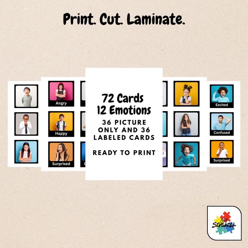 Emotion Identification Cards | ABA Style Visual Stimuli - Etsy