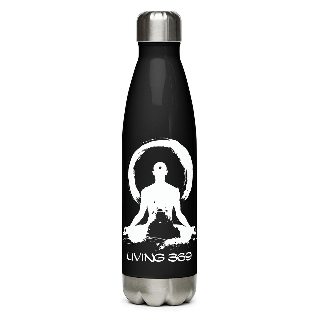 Zen Black Insulated Stainless Steel Yoga Water Bottle - Etsy