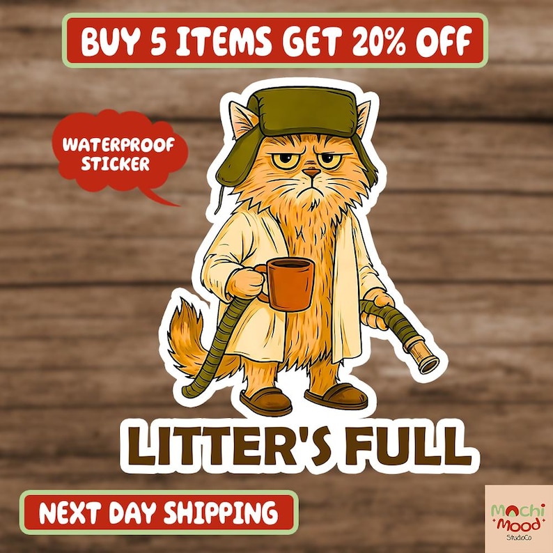 Litter's Full Christmas Sticker, Litters Full Cat Sticker, National ...