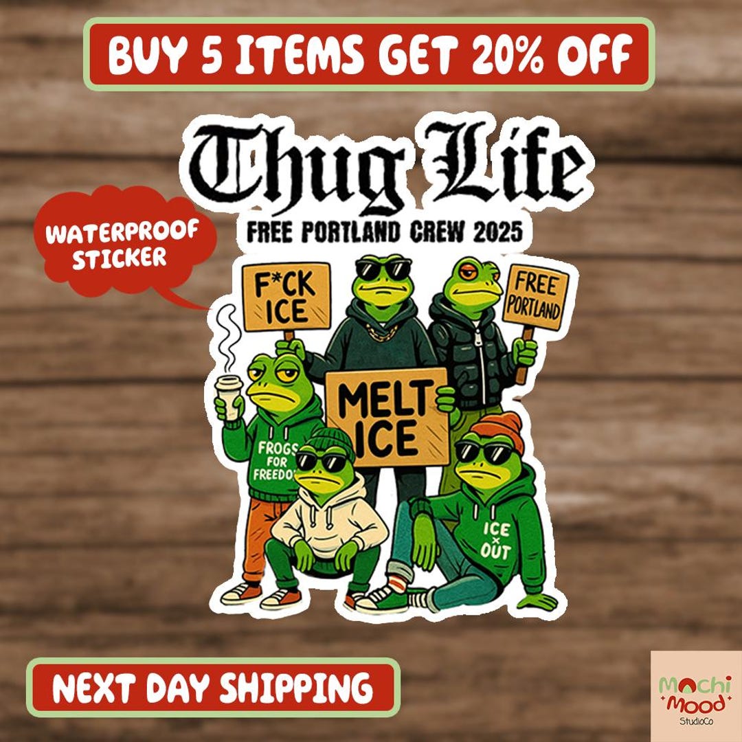 Portland Frog Thug Life Free Portland Crew 2025 Sticker, Resist Fascism ...