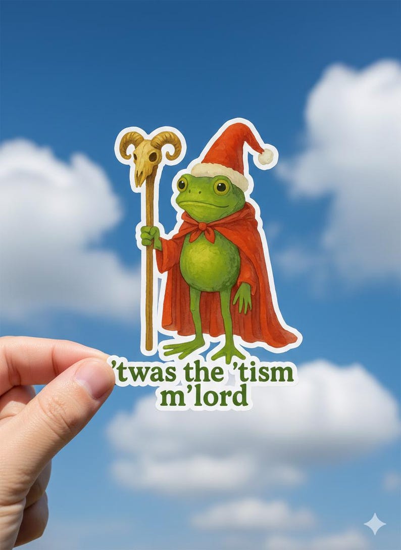 Twas the Tism Frog Wizard Sticker, Funny Autism Sticker, Autism Gift ...