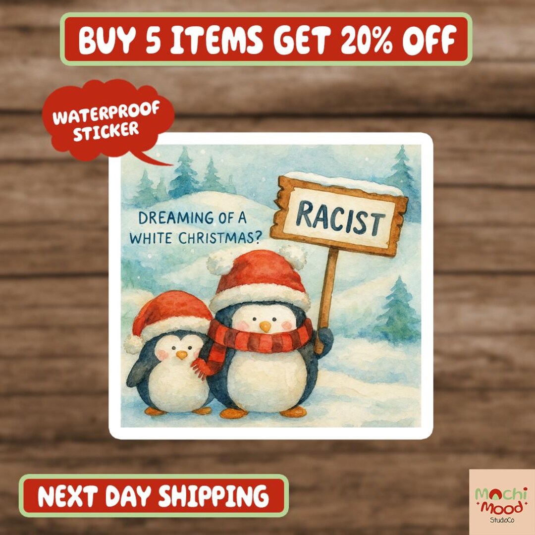 Dark Humor Christmas Sticker, Edgy Penguin Sticker, Funny White ...