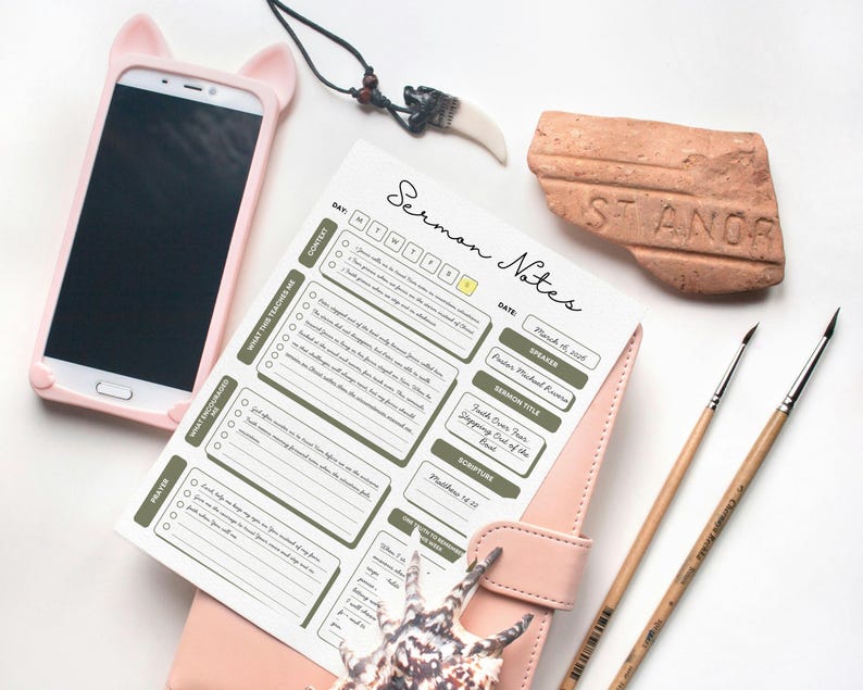 Sermon Notes Worksheet Printable - Bible Study Note Taking Template ...