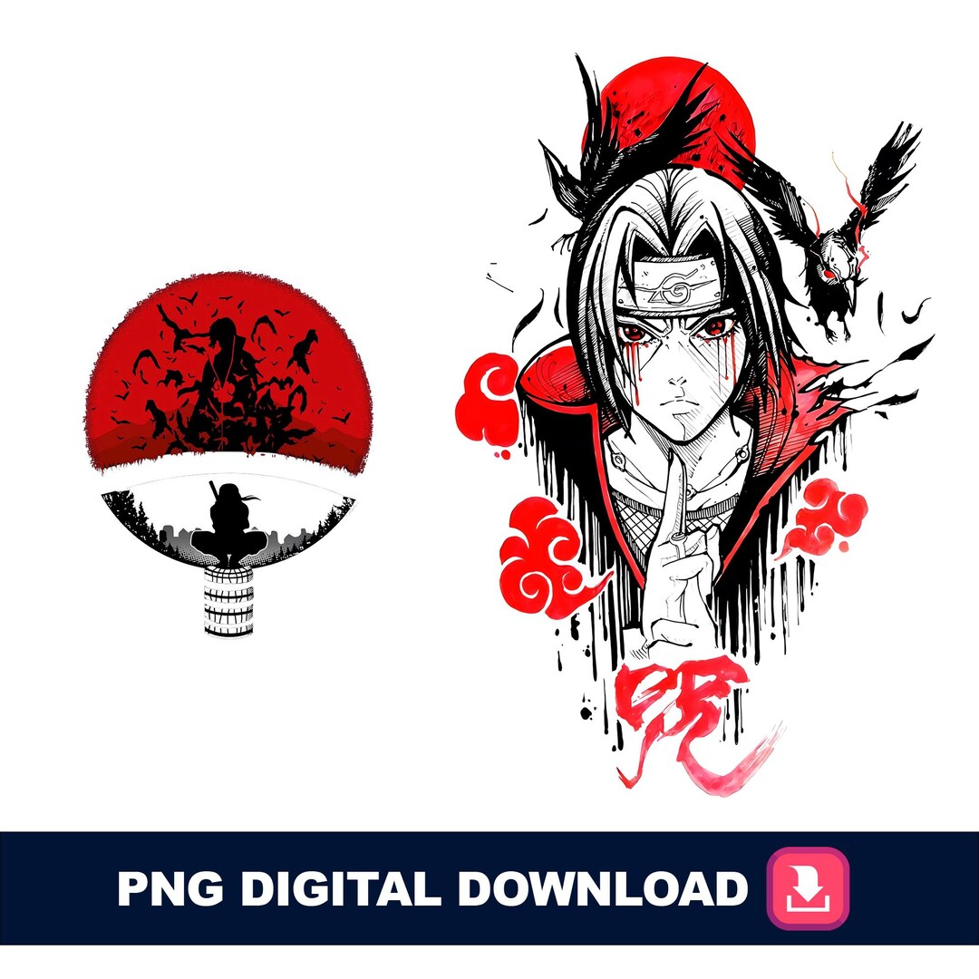 Itachi Uchiha PNG, Sharingan Crow Illusion Graphic, Akatsuki Red Cloud ...