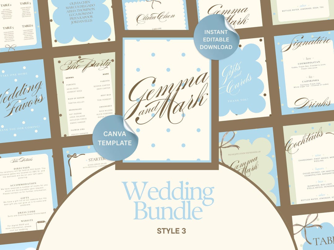 Trendy Polka Dots Modern Wedding Bundle [editable Canva Template] - Etsy