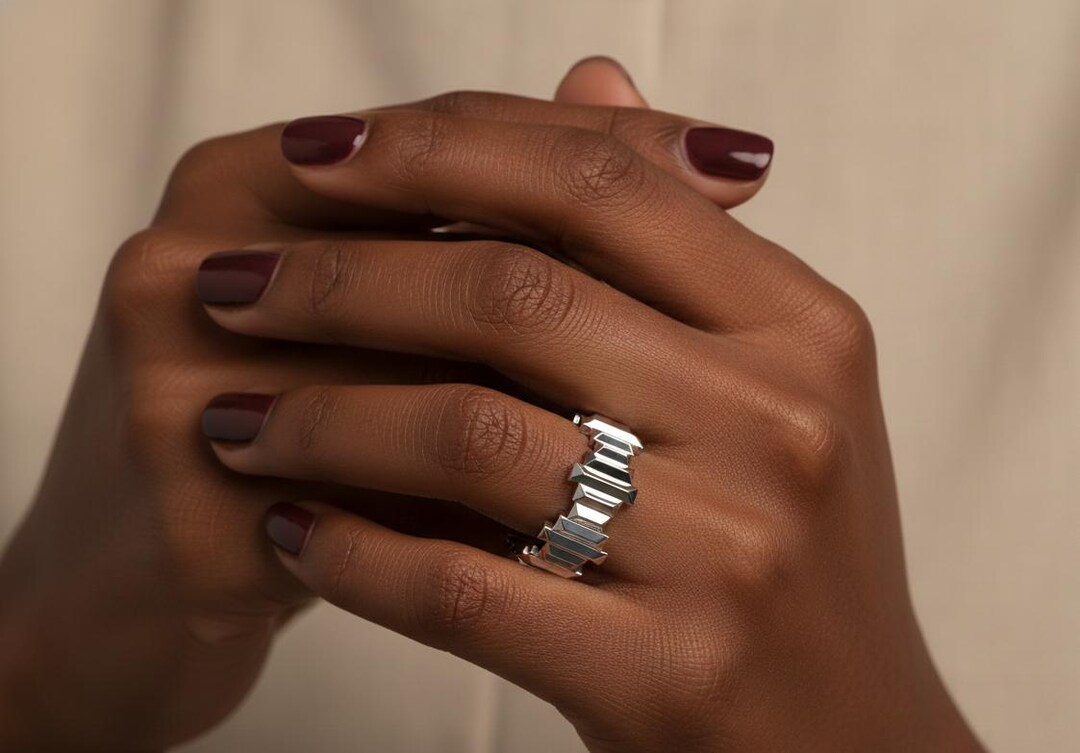 14K Gold Chain Link Ring – Modern Geometric Statement Band - Etsy