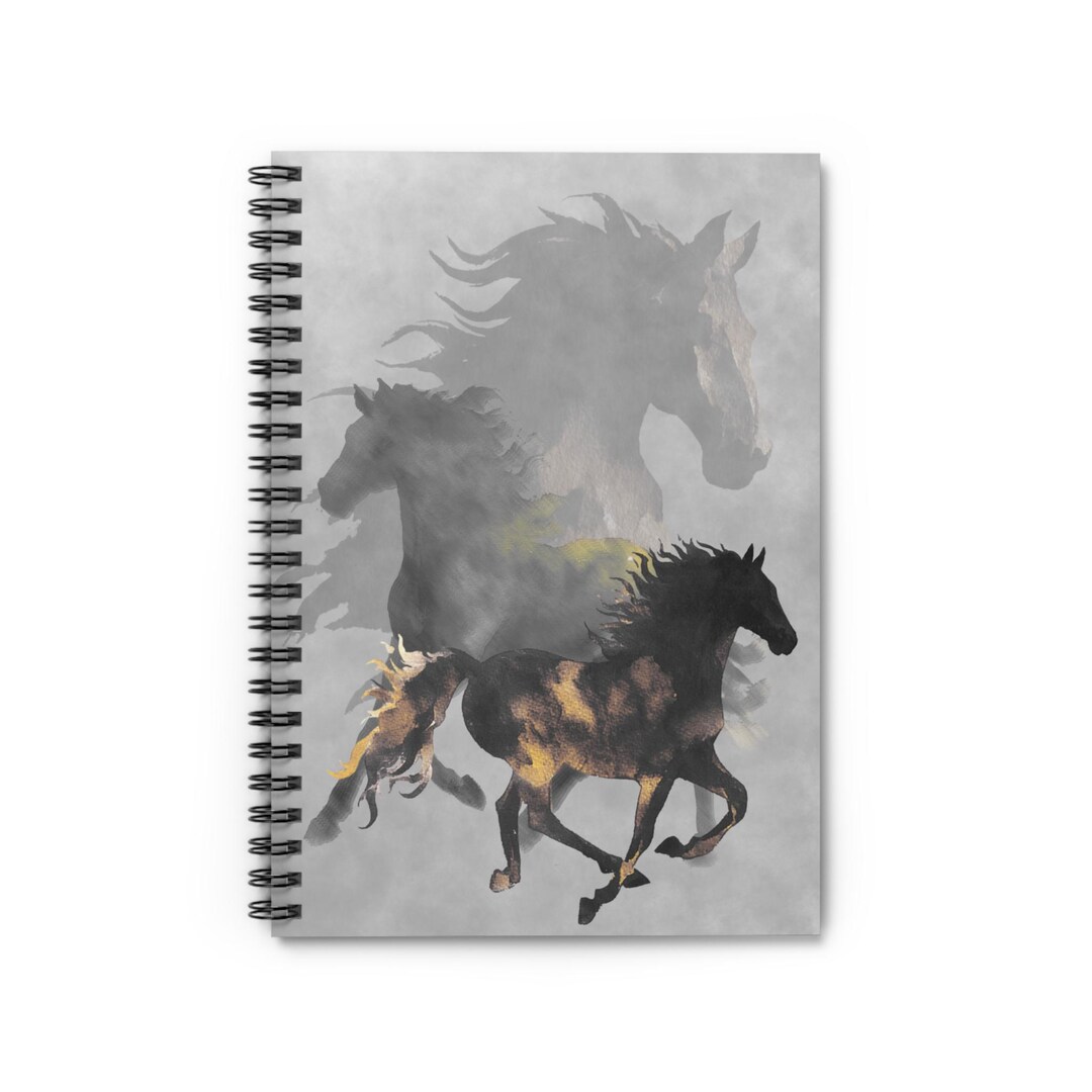 Galloping Horses Spiral Notebook | Horse Art Journal, Ruled Lined - Etsy