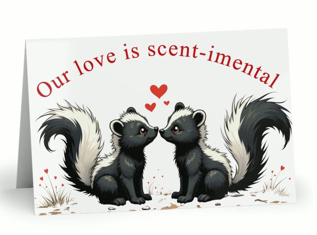 Skunk Love Card, Funny Anniversary Card, Scent-imental Pun - Etsy
