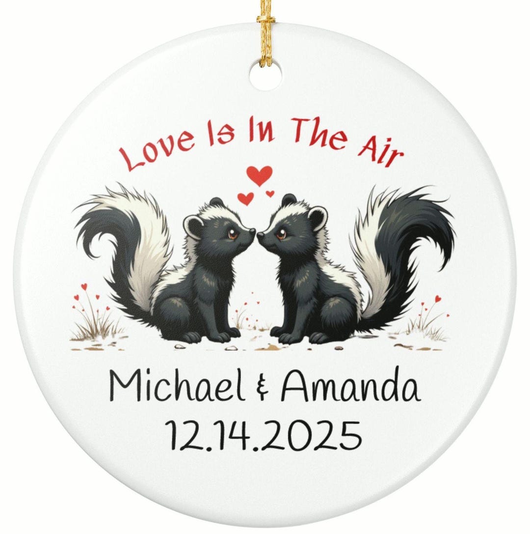 Personalized Skunk Couple Ceramic Ornament, Wedding Anniversary ...
