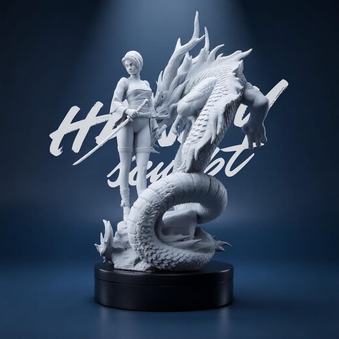 Ryuu Masamune Dragon Slayer STL Statue – Female Samurai Warrior ...
