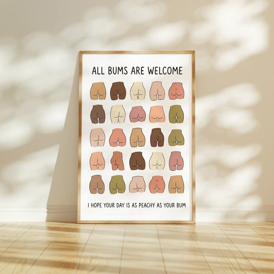 Bathroom Bum Print, Restroom Wall Art, Body Positive, Bathroom Butts ...
