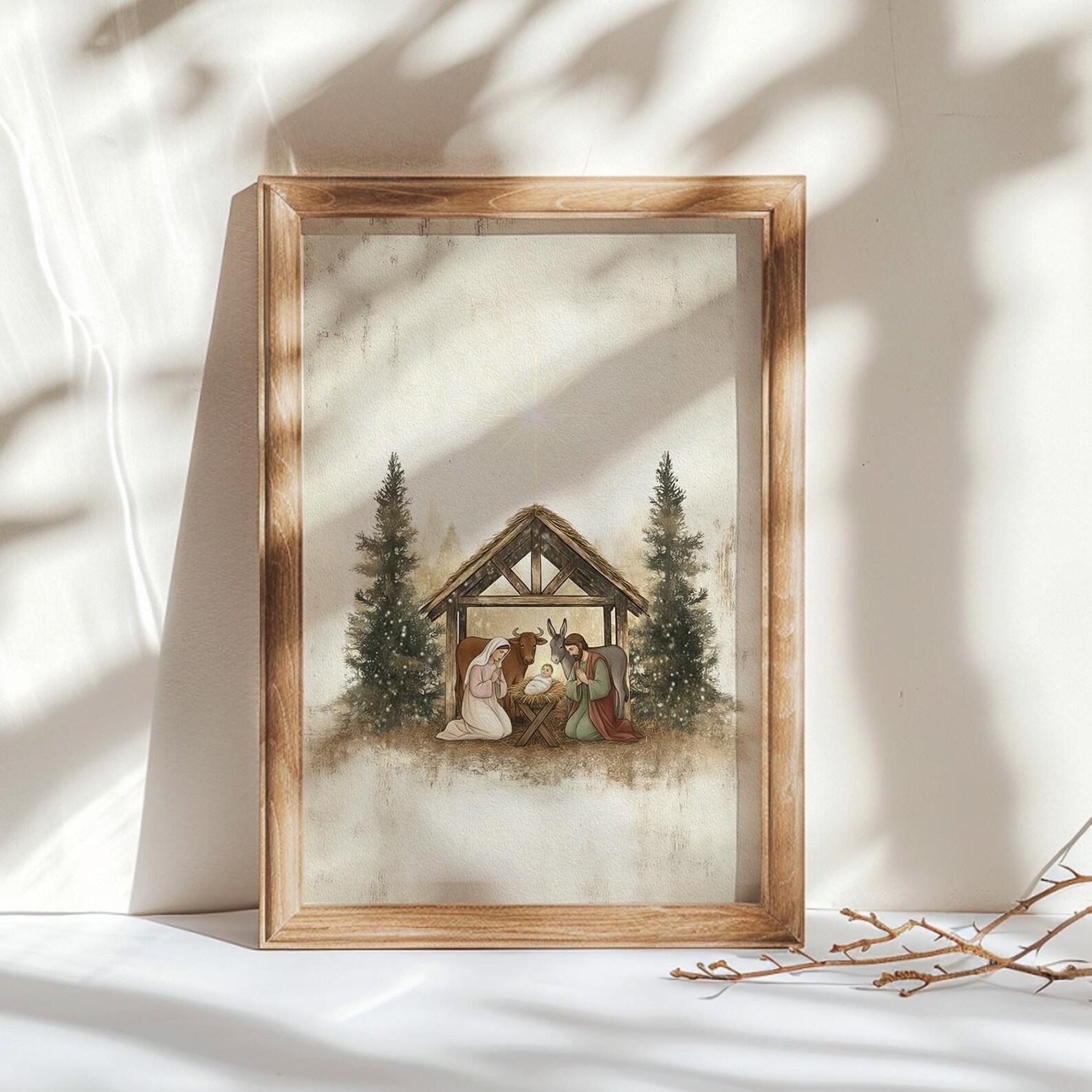 Rustic Nativity Manger Wall Art, Baby Jesus, Christian Christmas Art ...