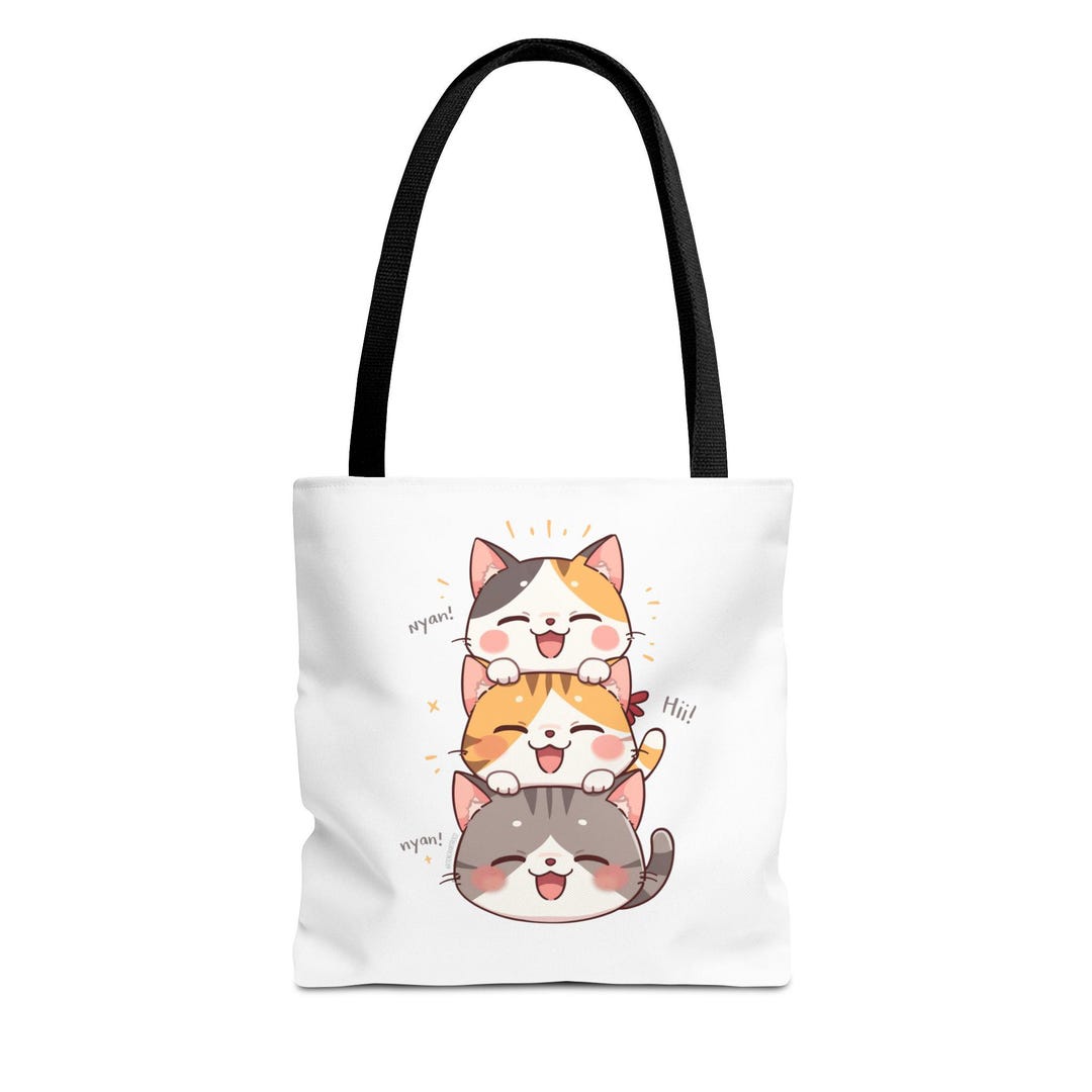 Cute Cat Stack Tote Bag | Funny Cat Lover Gift | Cartoon Cat Tote | Pet ...