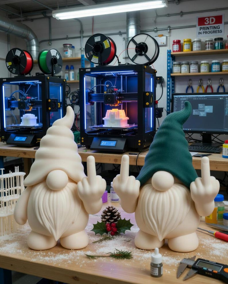Middle Finger Gnomes STL File - Funny 3D Print Digital Download - Rude ...