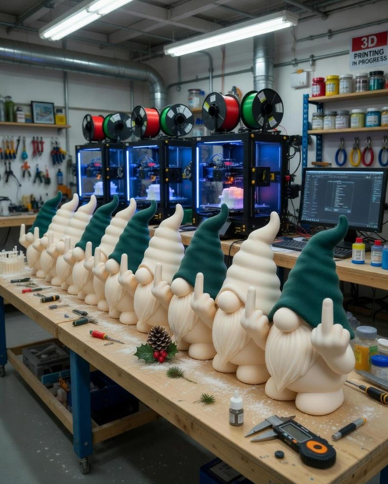 Middle Finger Gnomes STL File - Funny 3D Print Digital Download - Rude ...