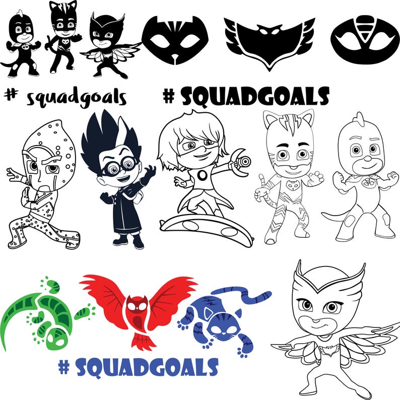 PJ Masks SVG PNG Bundle: Graphic Designs (instant Download) - Etsy
