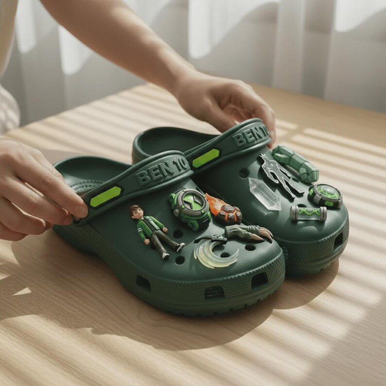 Ben 10 Omnitrix Clog Sandals Green Alien Hero Heatblast Diamondhead ...