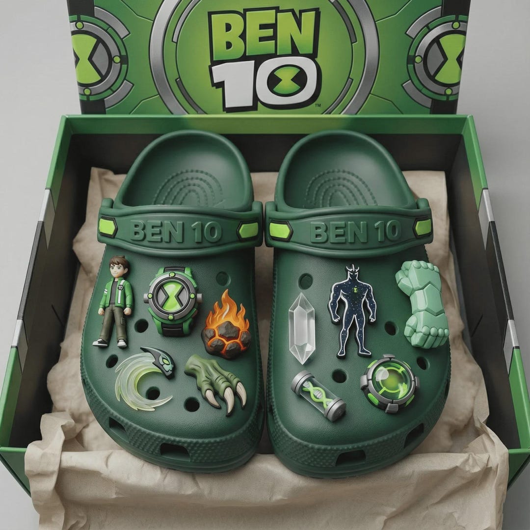 Ben 10 Omnitrix Clog Sandals Green Alien Hero Heatblast Diamondhead ...