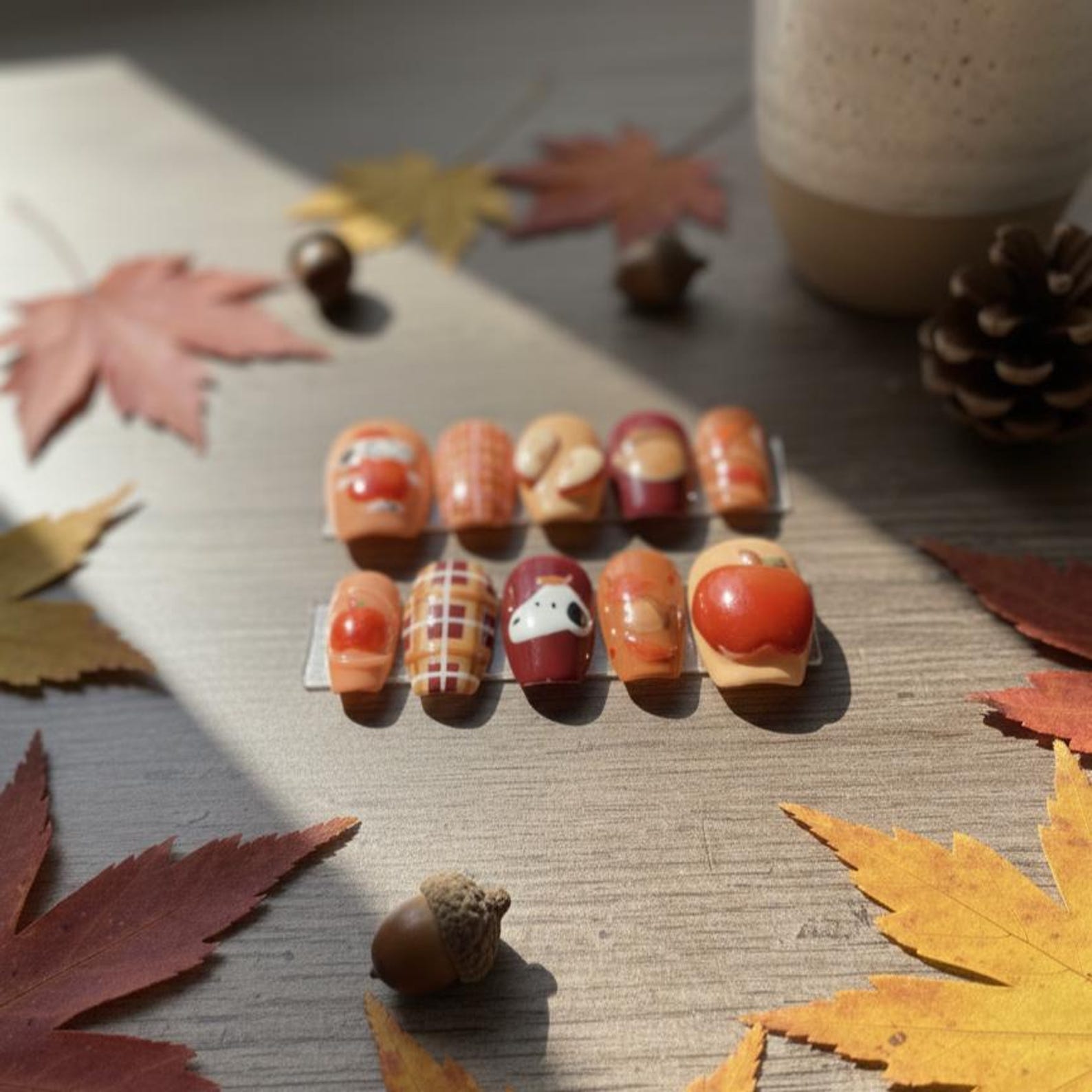 Handmade Apple Plaid Press on Nails - Autumn Fall Nail Art - Etsy
