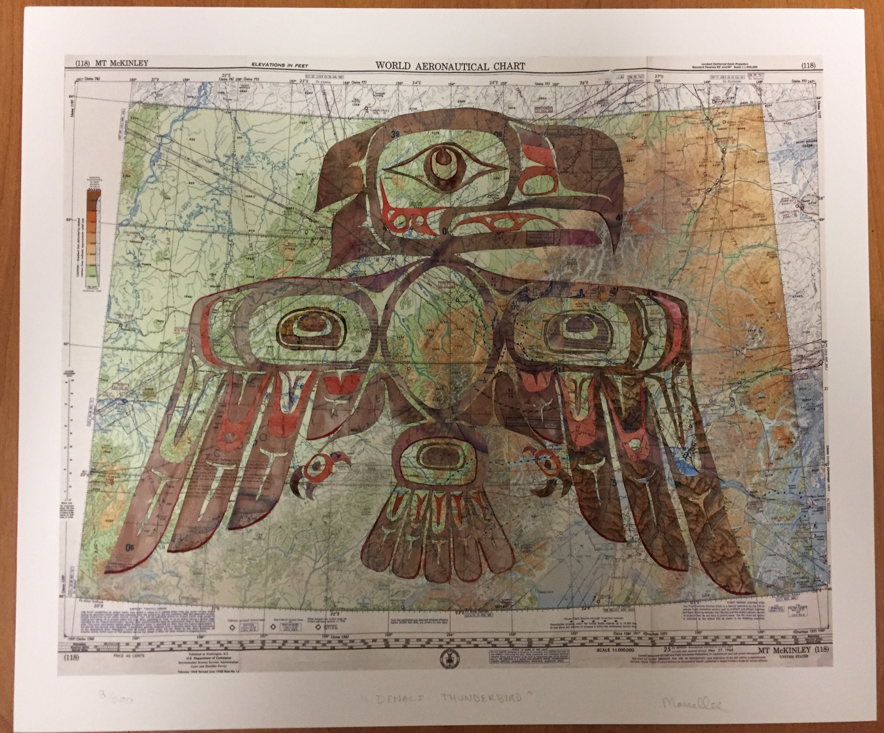 Alaskan Thunderbird over a Mt. Mckinley Aeronautical Chart — M Foxley Art