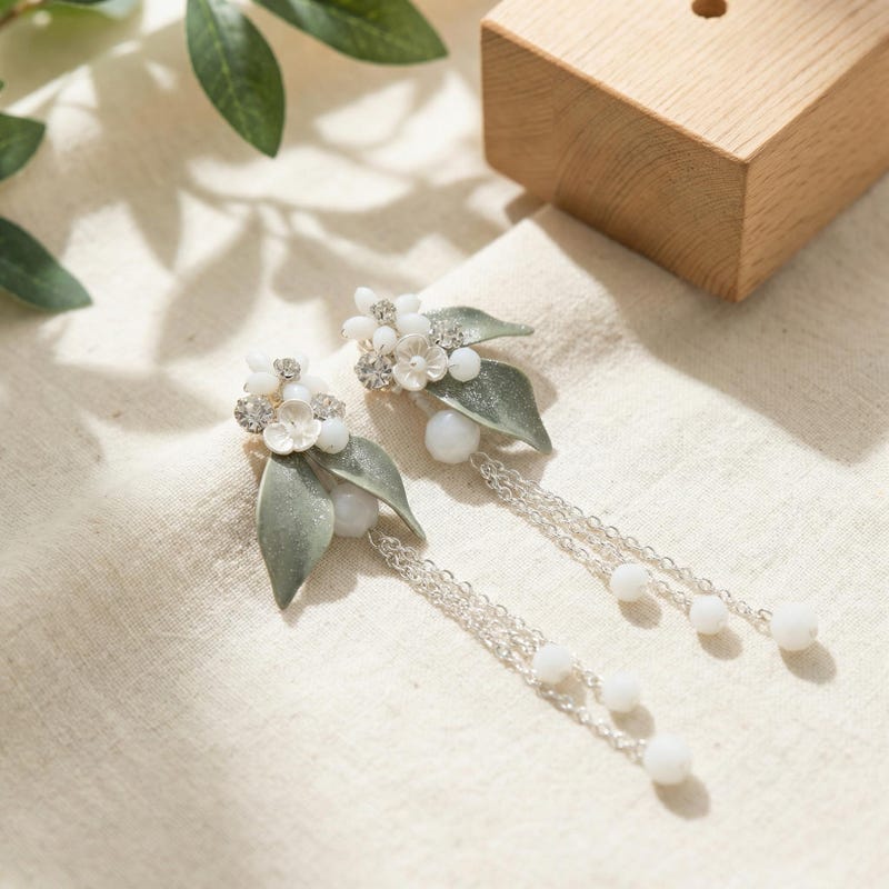 Sage Green Earrings Floral - Etsy