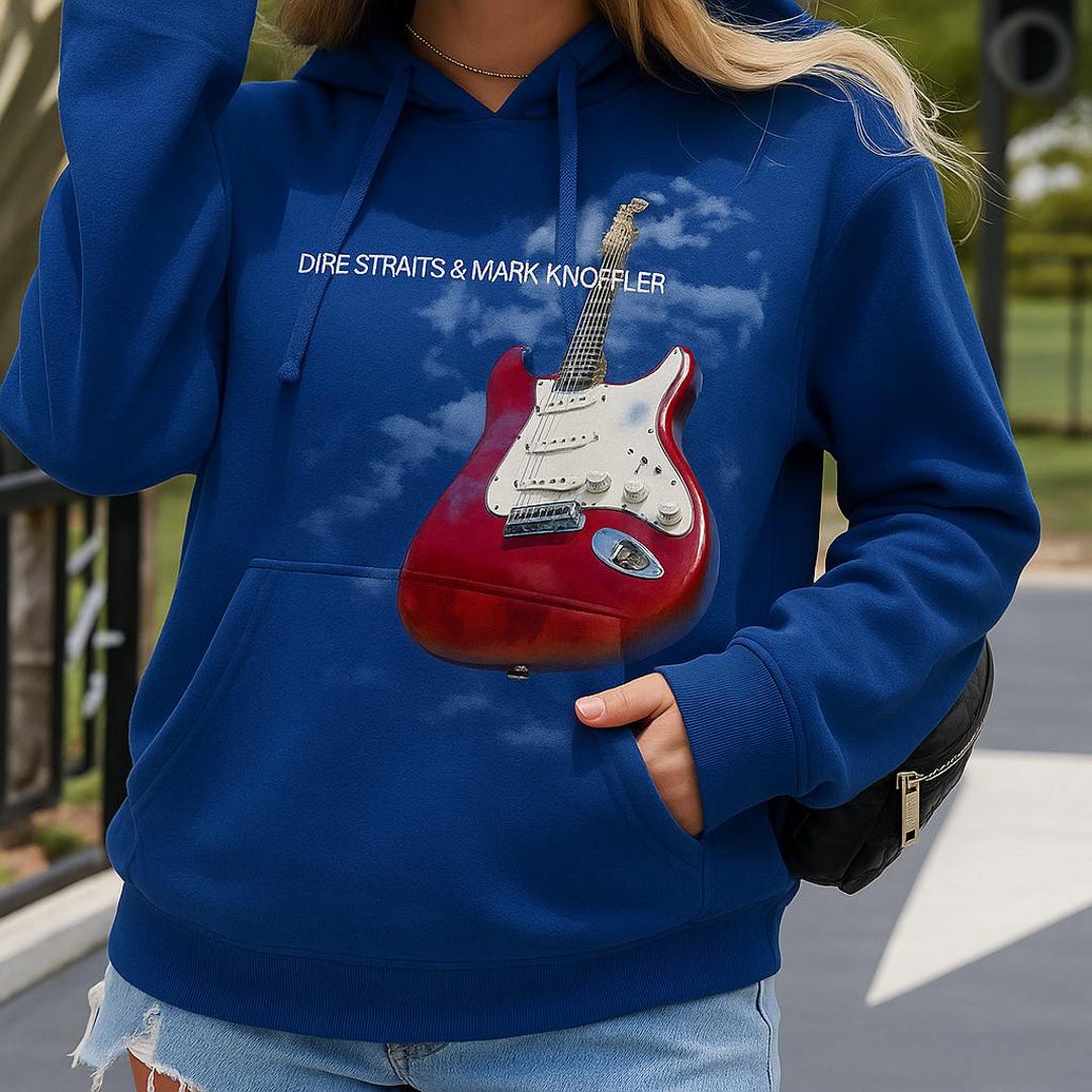 Dire Straits Mark Knopfler Hoodie | Red Guitar Classic Rock Sweatshirt ...