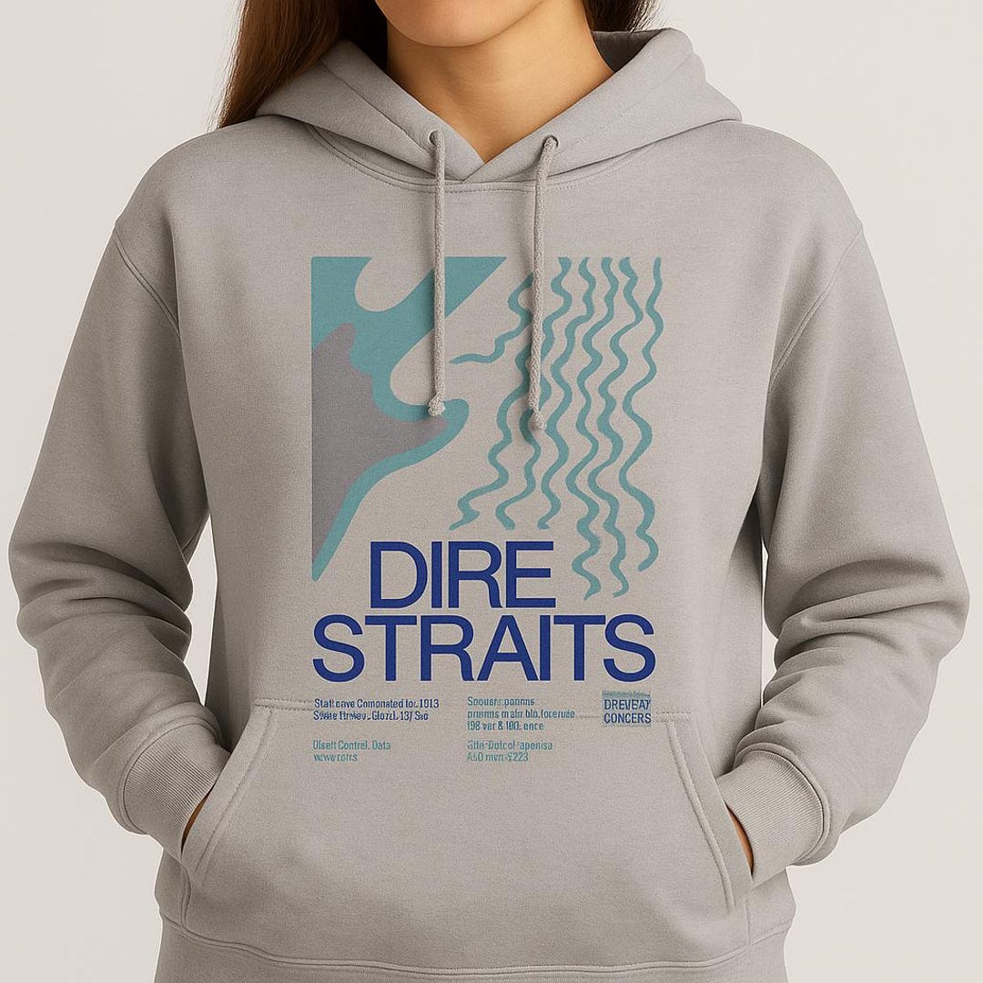 Dire Straits Abstract Hoodie | Minimalist Rock Merch Sweatshirt | Wave ...