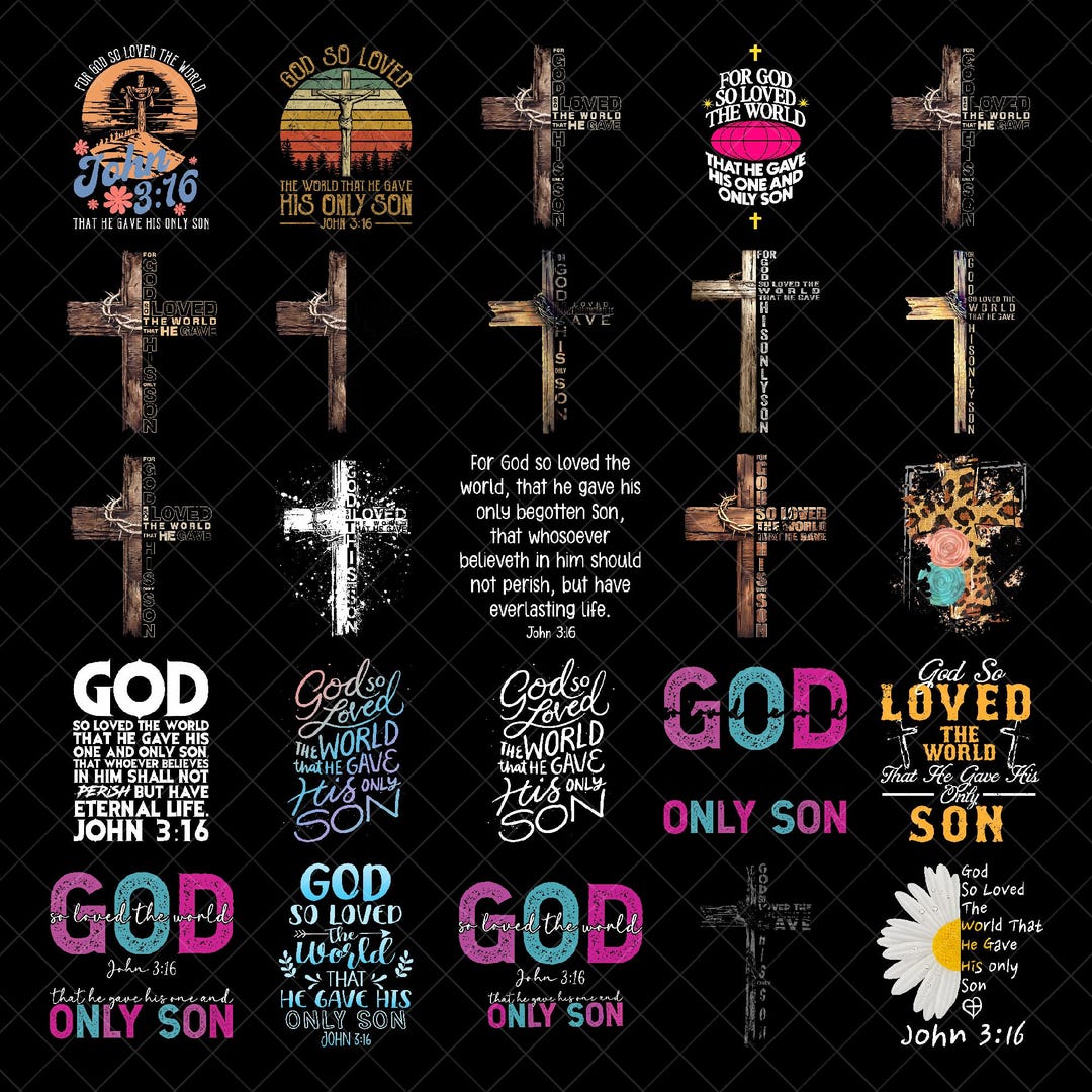 For God so Loved the World PNG, John 3 16 Bible Verse Digital ...