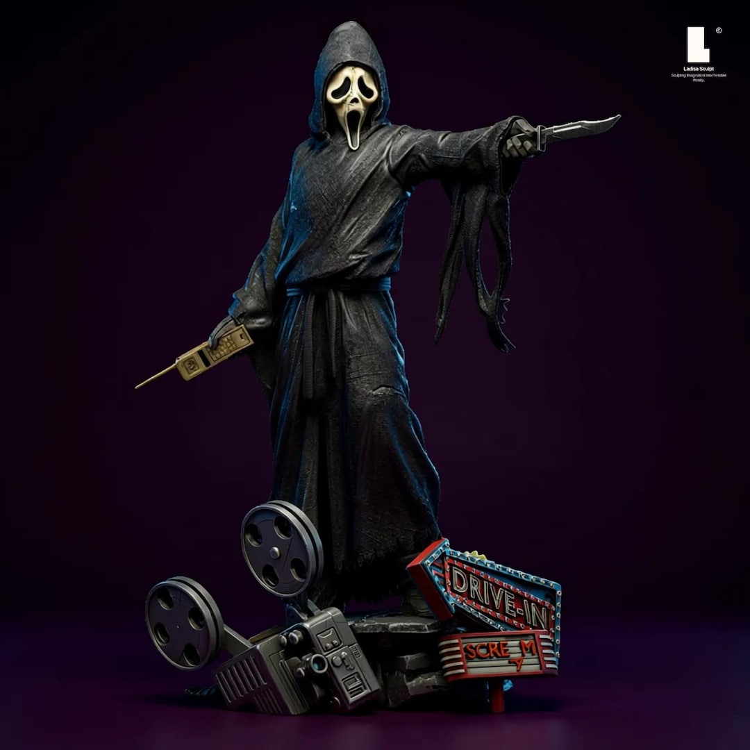 Ghostface STL 3D Model – Cinematic Horror Diorama | Full Statue & Bust ...
