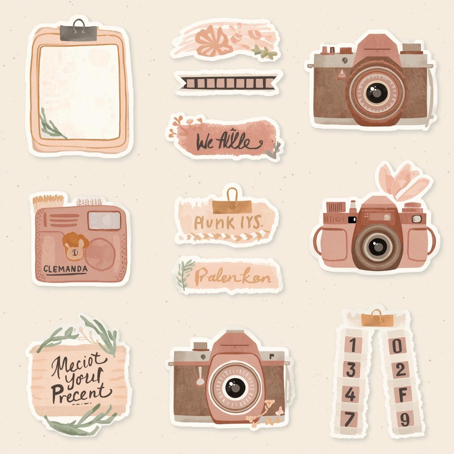 Vintage Camera Scrapbook Single Clipart · Retro Neutral Sticker ...