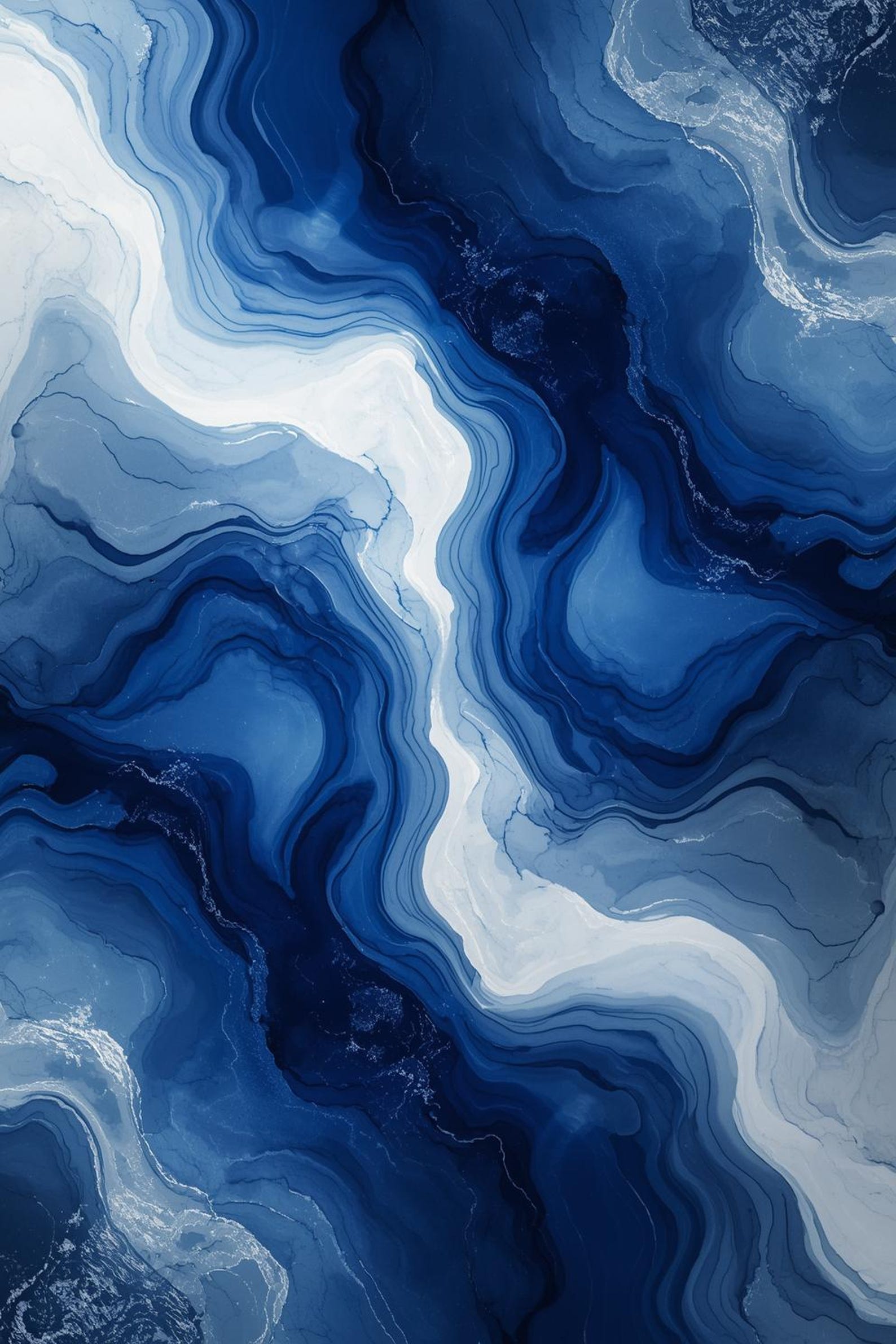 Cobalt Blue Abstract Wall Art Set of 4 · Deep Ocean Minimalist Prints ...