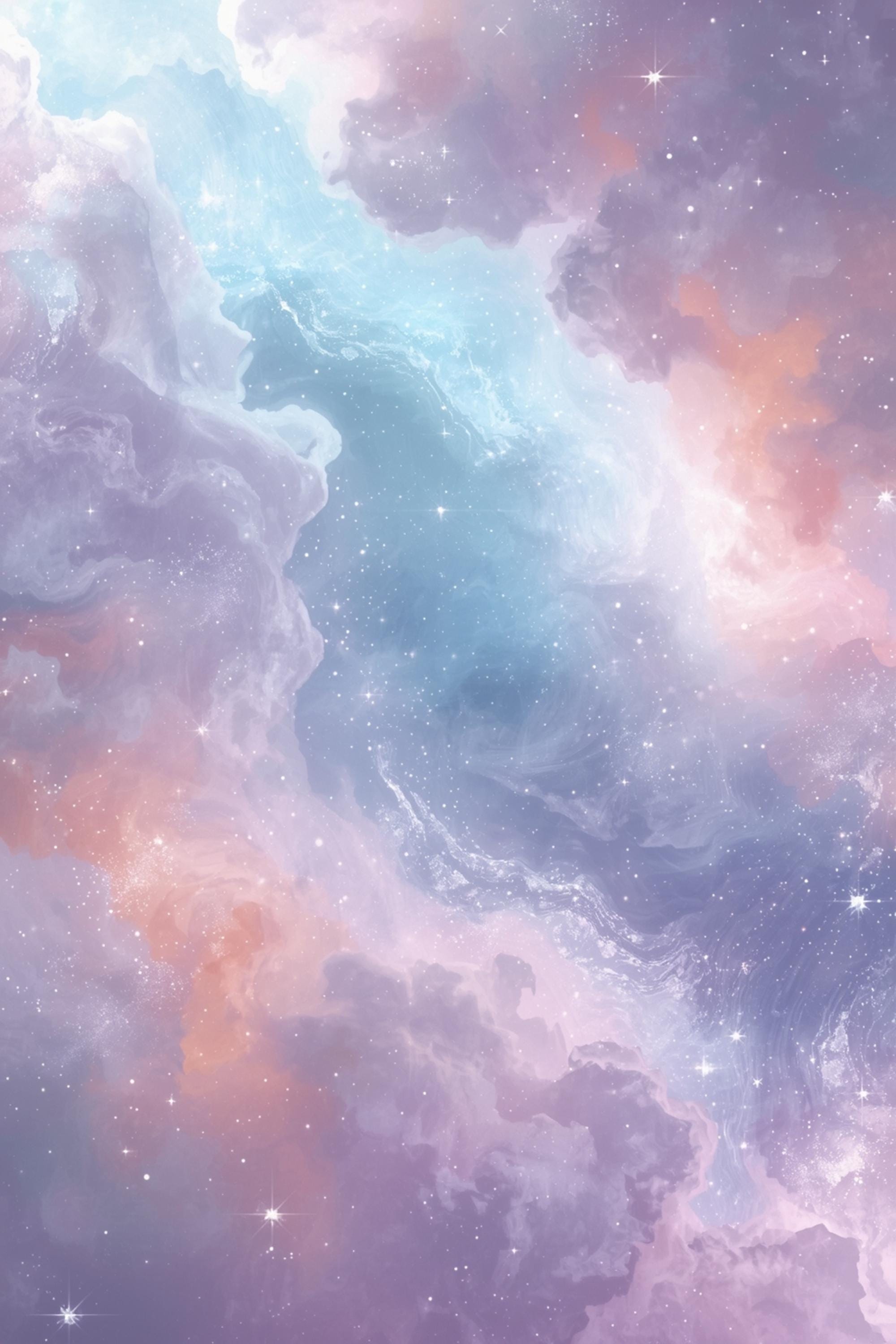 Celestial Whisper Nebula Wall Art Set of 4 · Pastel Galaxy Printable ...