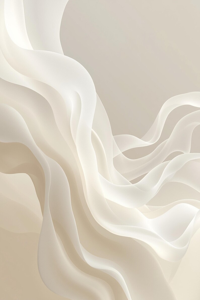 Cream Wave Minimalist Wall Art Set of 4 · Neutral Beige Abstract ...