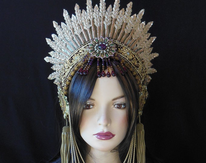 Fantasy Crown Gold Golden Goddess Headpiece Headdress Medieval Queen ...